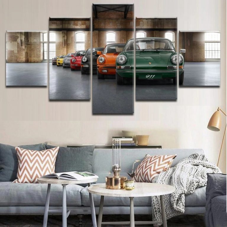 Superbe tableau mural déco de voitures porsche