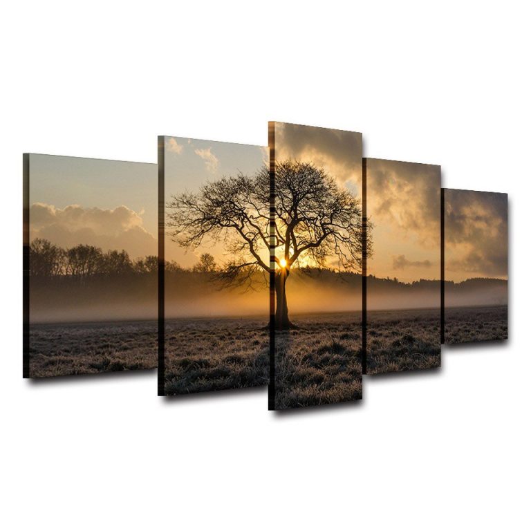 Tableau moderne avec un arbre en 5 parties